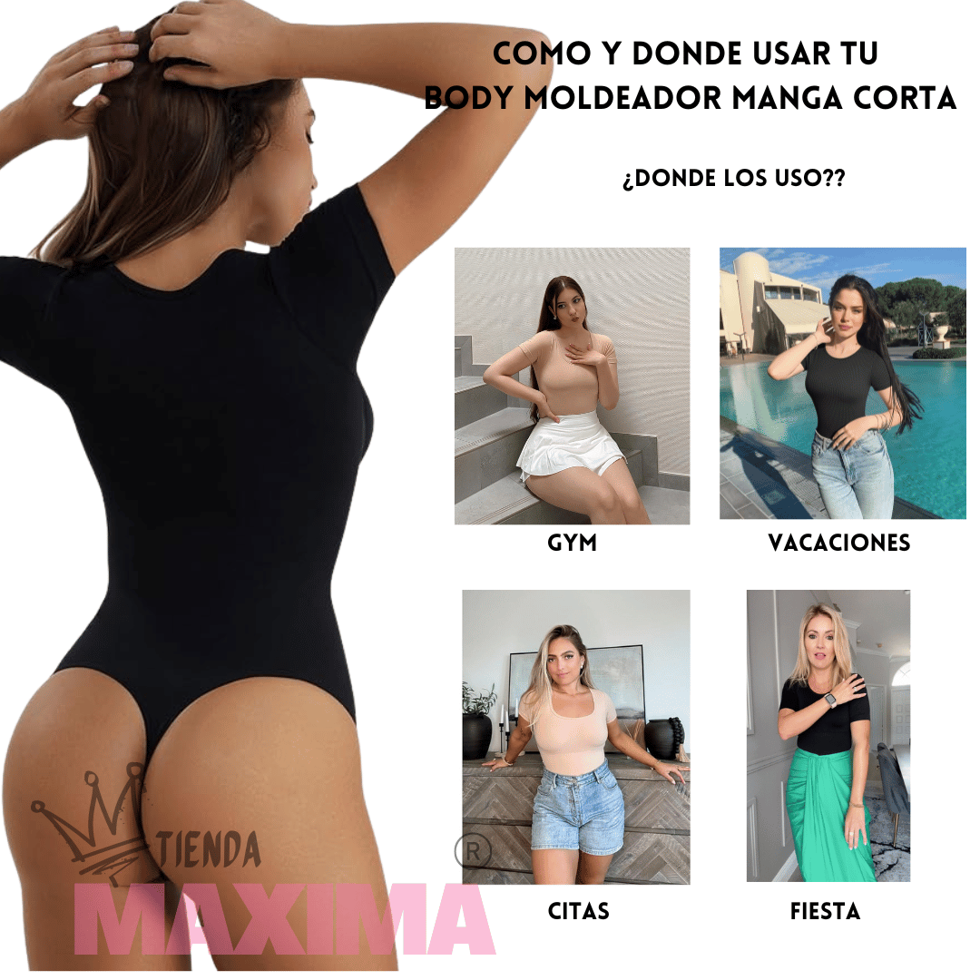 🔥2x1 Body Moldeador Manga Corta – Tienda Maxima 👑 🎁🩷